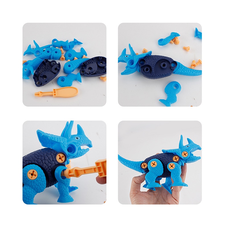 Set jucarii de constructie, 3 Dinozauri DIY educational, NEVERMORE ...