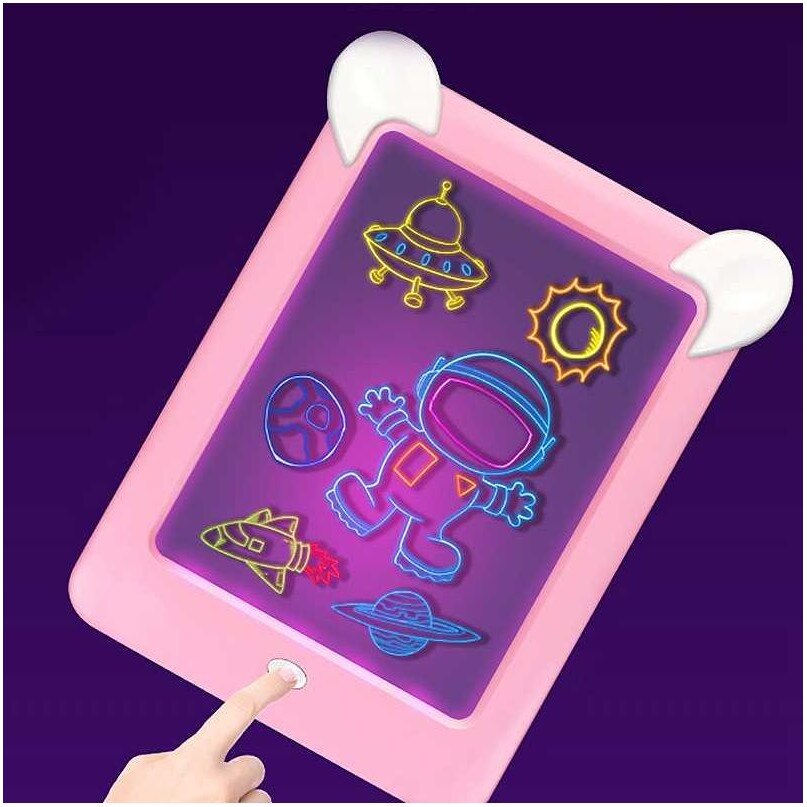 Tabla magica pentru desen cu lumina LED Roz - eMAG.ro