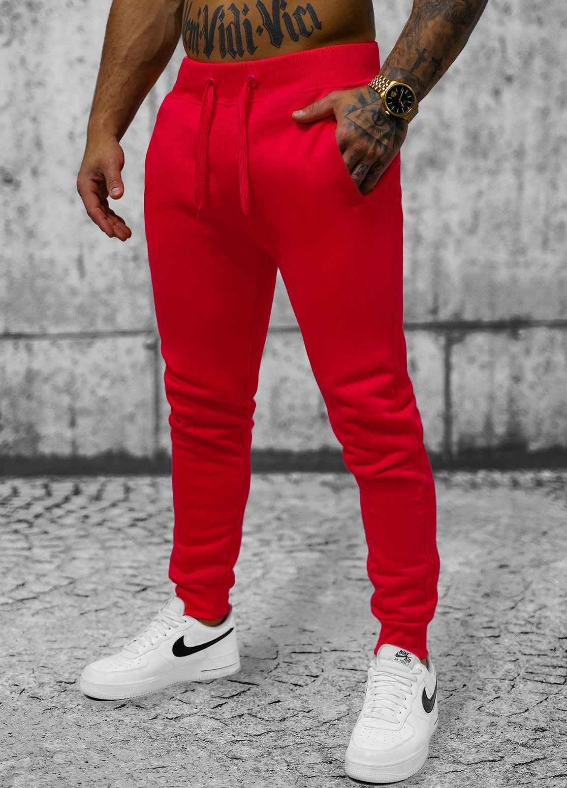 Pantaloni de trening barbati rosii OZONEE JS/XW01Z L - eMAG.ro