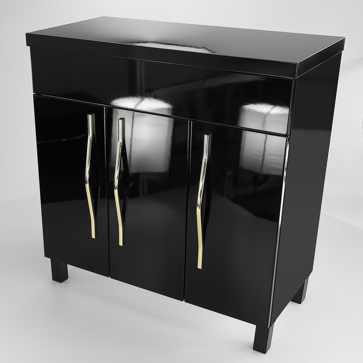 Dulap de baie negru cu blat de stejar, paplinskimoebel, 84x60x40 cm ...