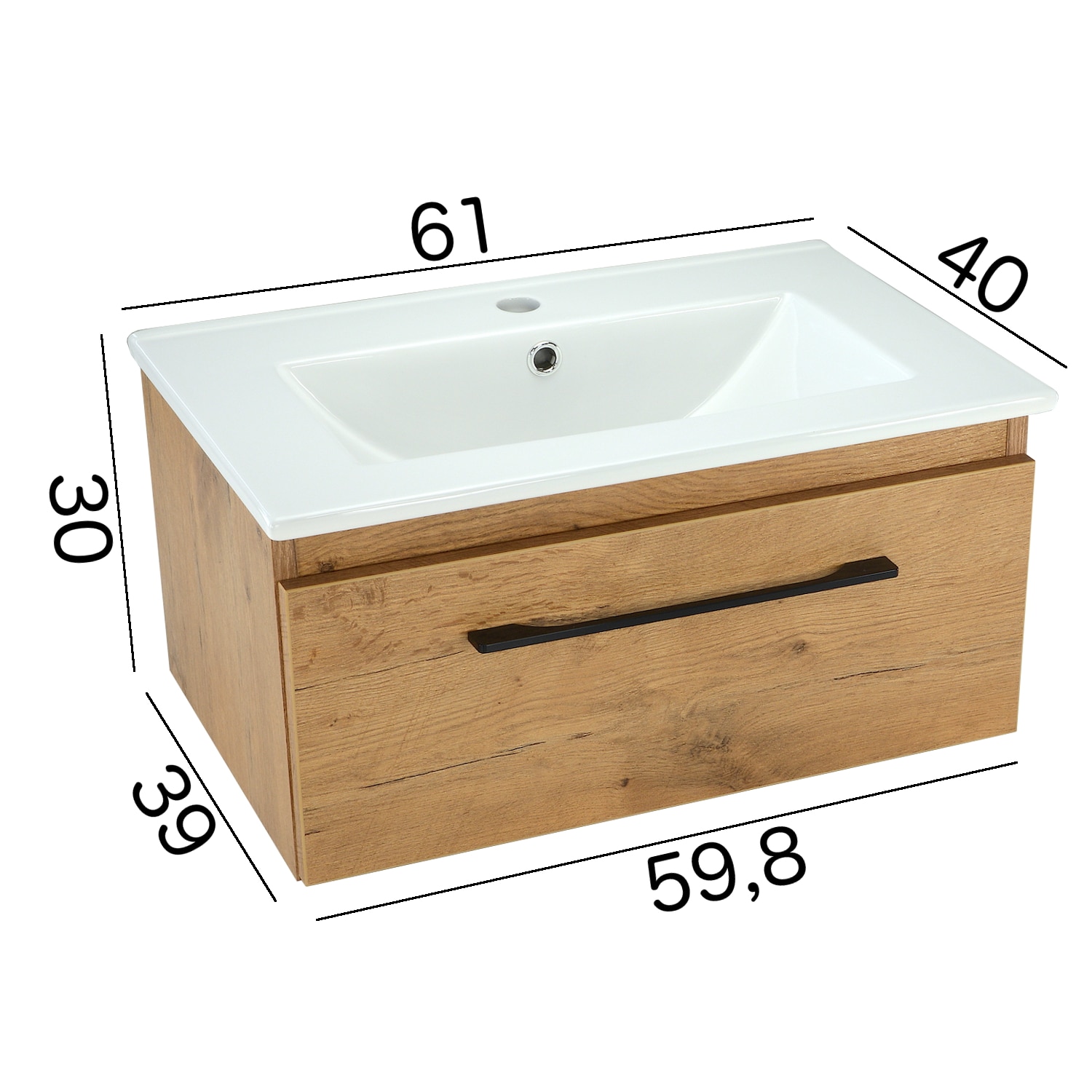 Lavoar cu dulap suspendat pentru baie, paplinskimoebel, 30x60x40 cm ...