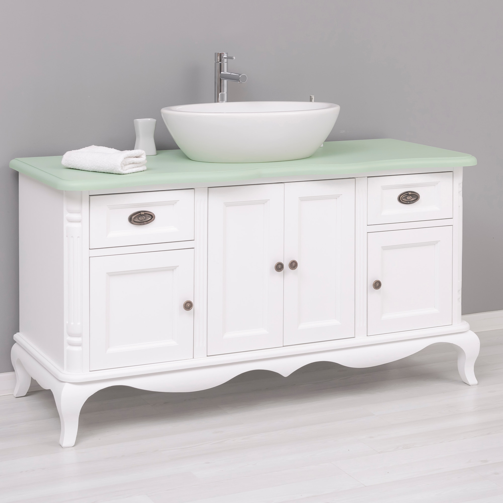 Mobilier baie chic cu 4 usi si 2 sertare pentru chiuveta suprapusa ...