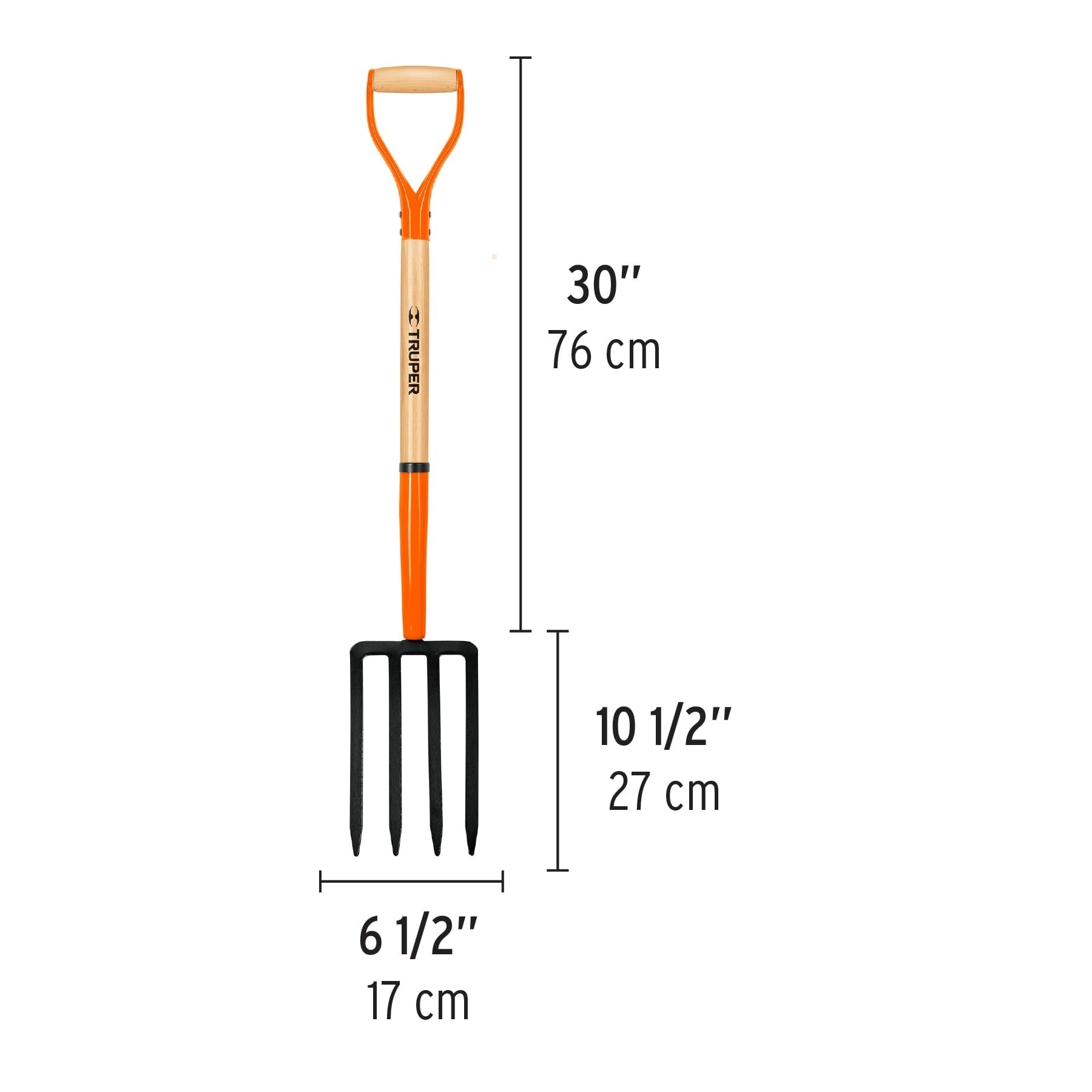 Вила за копаене 4 зъба с дървена опашка L 76 Cm Truper Emag Bg