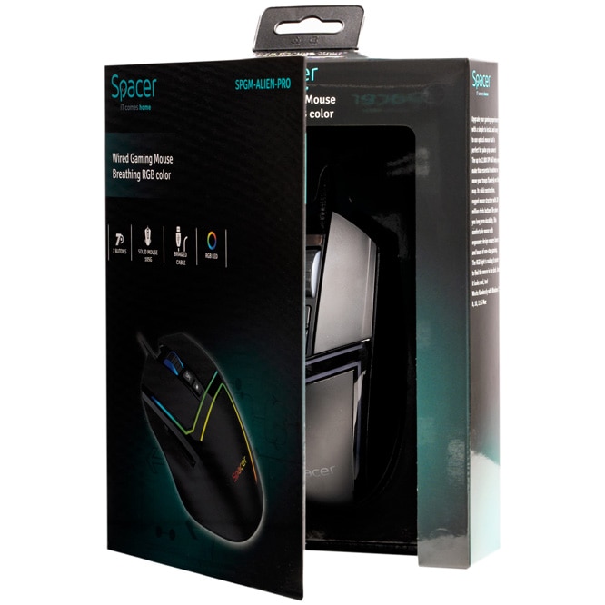 Mouse Alien Pro, Spacer, gaming, cu fir, USB, optic, rezolutie ...