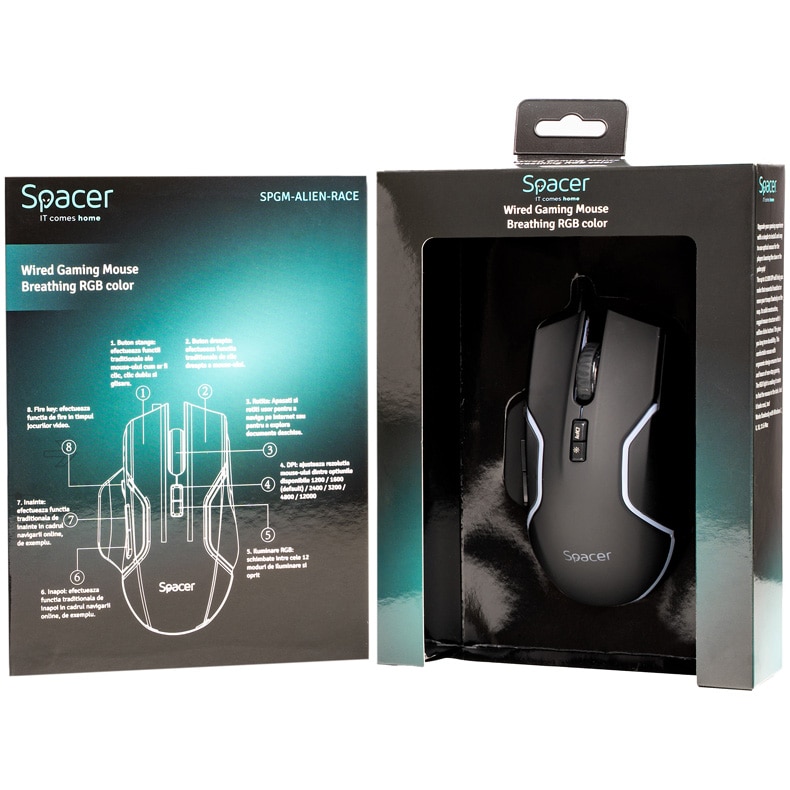 Mouse Alien Race, Spacer,gaming, cu fir, USB, optic, rezolutie ...