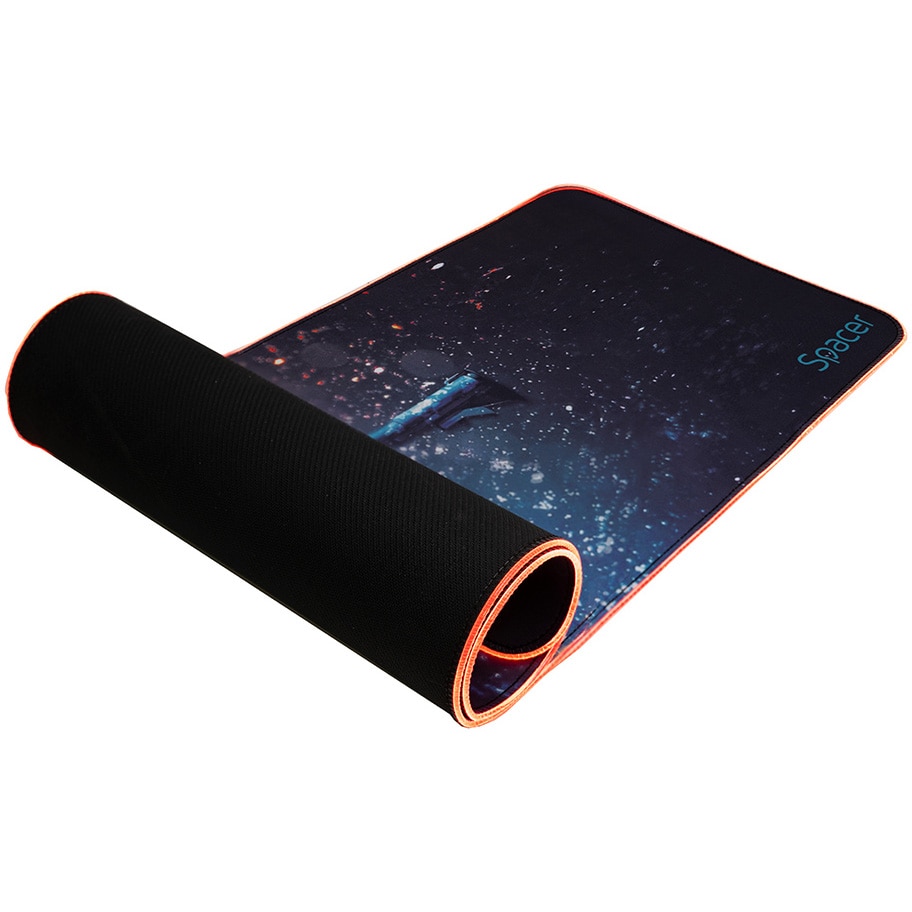Mousepad gaming RGB, Spacer, cauciuc si material textil, 900 x 300 x 3 ...