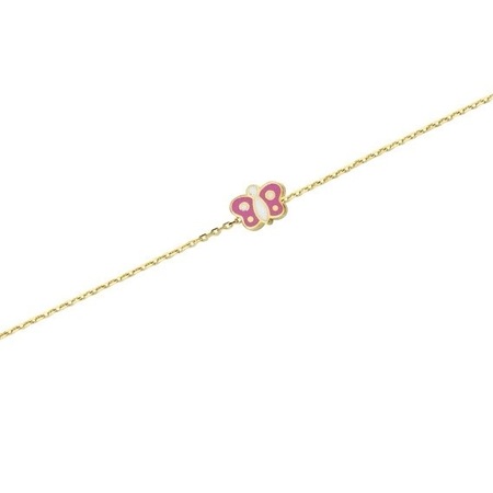 Bratara aur galben fete fluture roz, Lungimea reglabila, DA547 - eMAG.ro