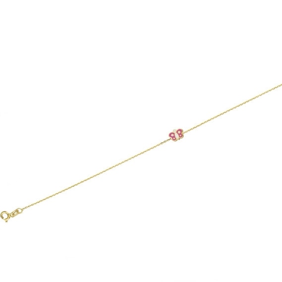 Bratara aur galben fete fluture roz, Lungimea reglabila, DA547 - eMAG.ro