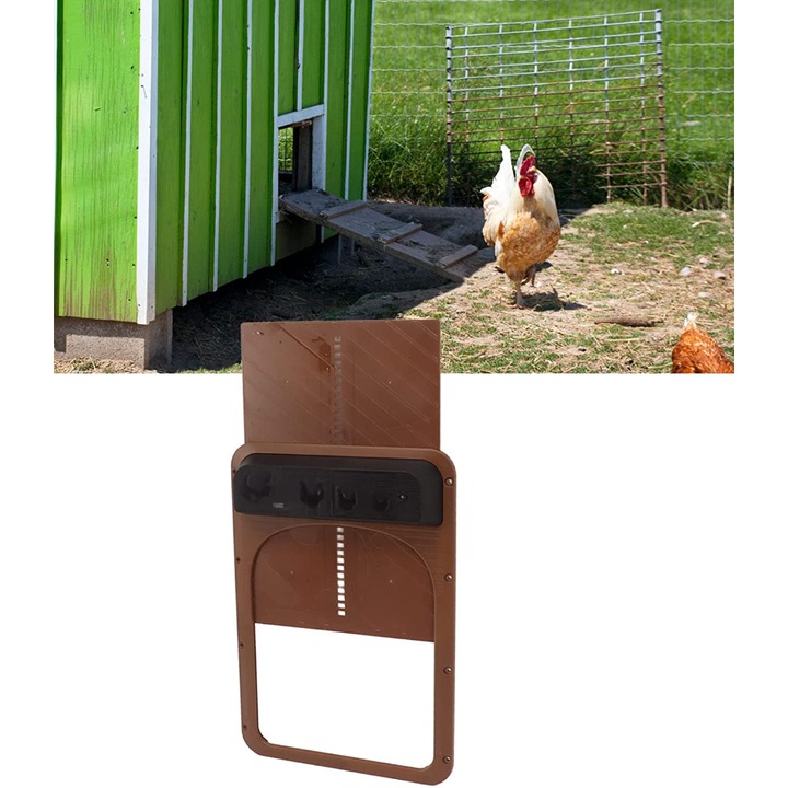 Usa automata pentru gaini, Plastic, Maro - eMAG.ro