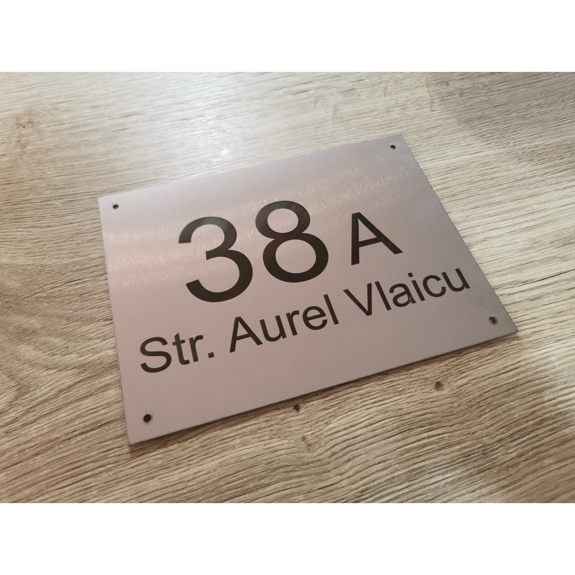 Placa stradala, personalizata laser nume strada si numar, Inox ...