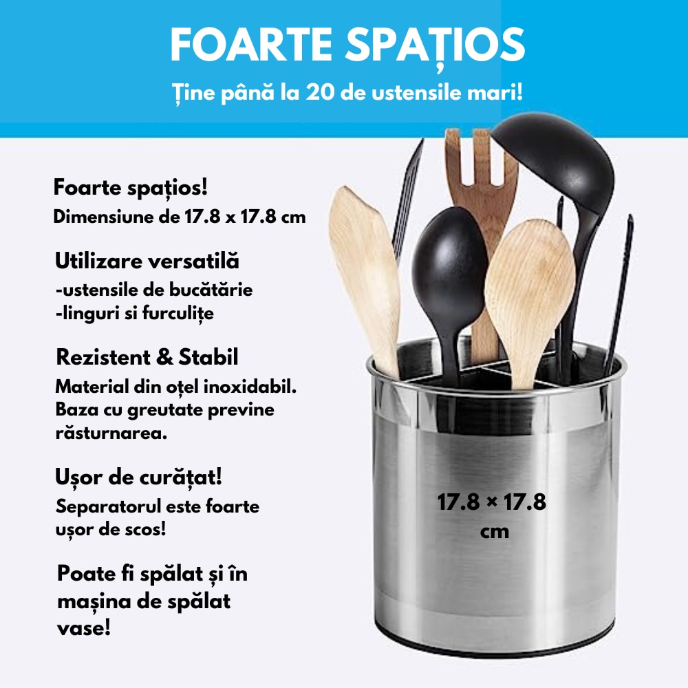 Suport Rotativ pentru Tacamuri, 2L, Inox, 3 Sectiuni, Bukate® - eMAG.ro