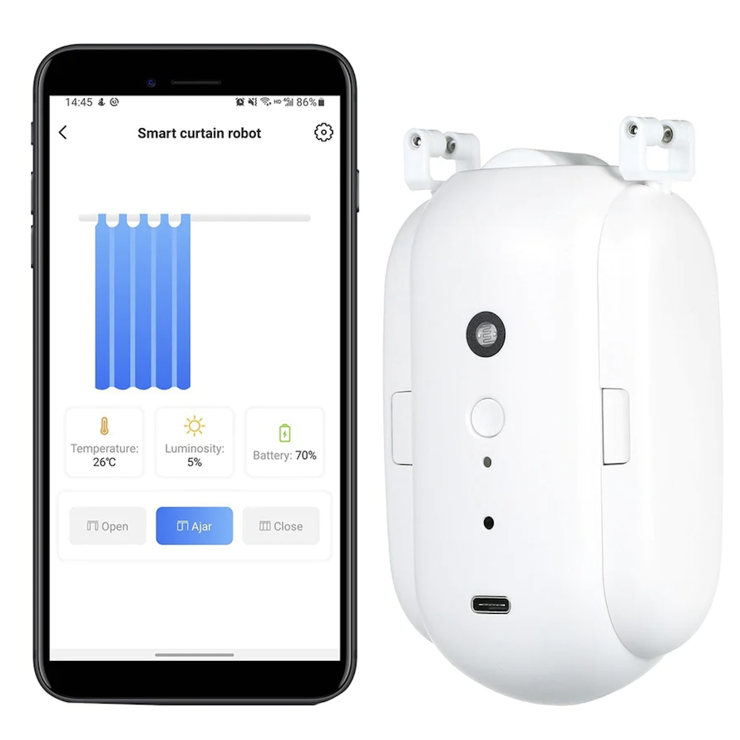 Robot Automatizare Draperii, Perdele, Wireless, Alb, Voice Control ...