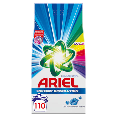 Detergent de rufe pudra Ariel Touch of Lenor Fresh Color, 8.25kg, 110 ...