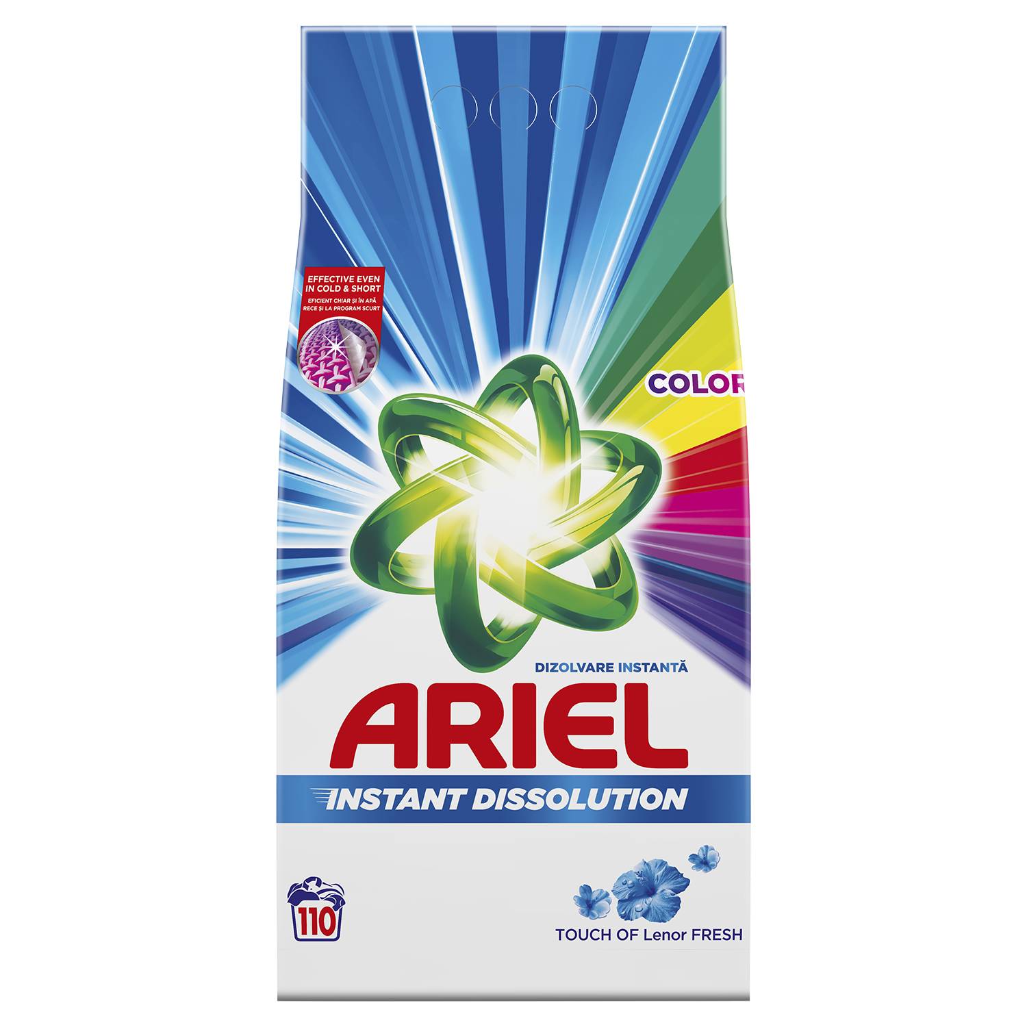 Detergent de rufe pudra Ariel Touch of Lenor Fresh Color, 8.25kg, 110 ...