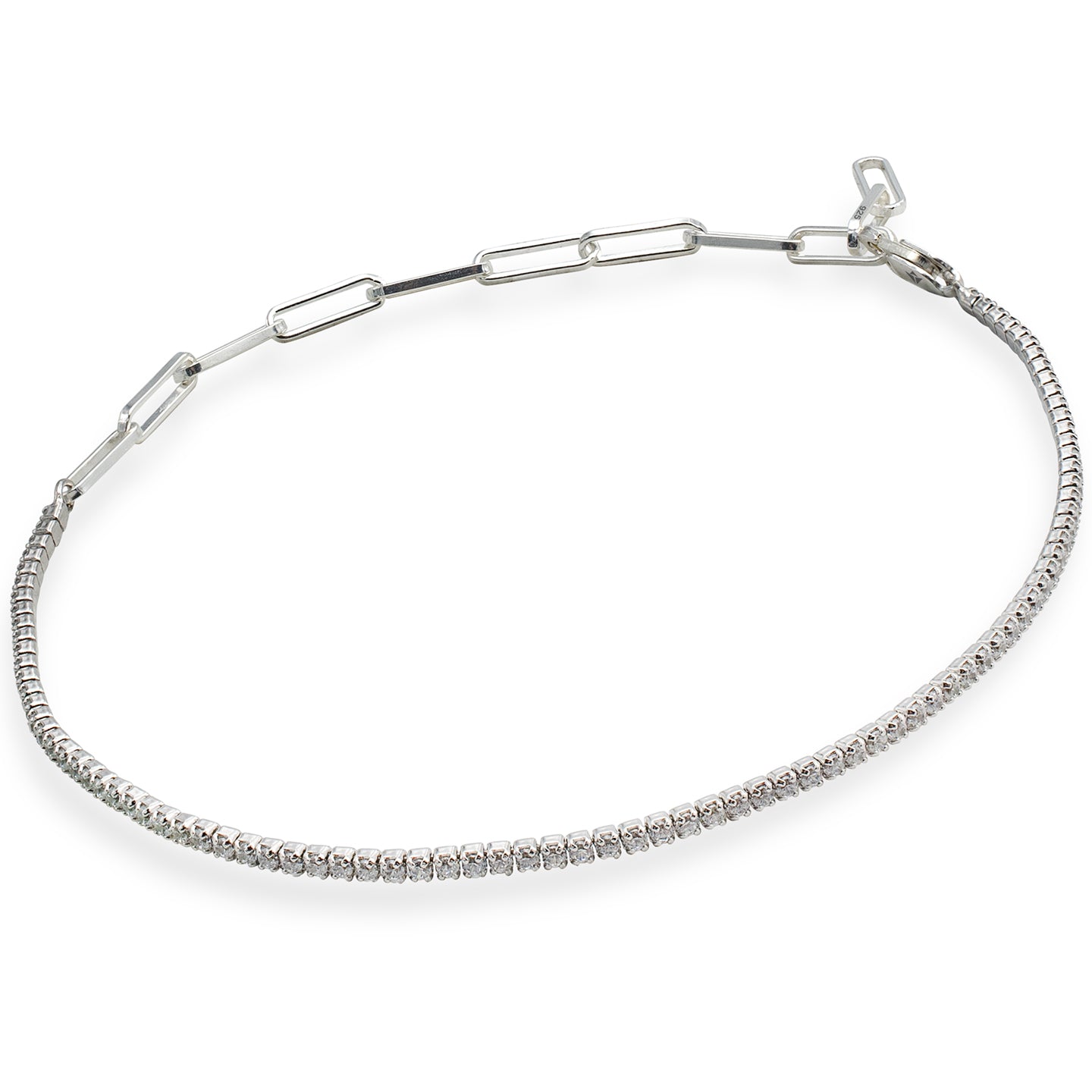 Bratara de picior, Loor, argint 925, cu pietre din zirconiu, Basic ...