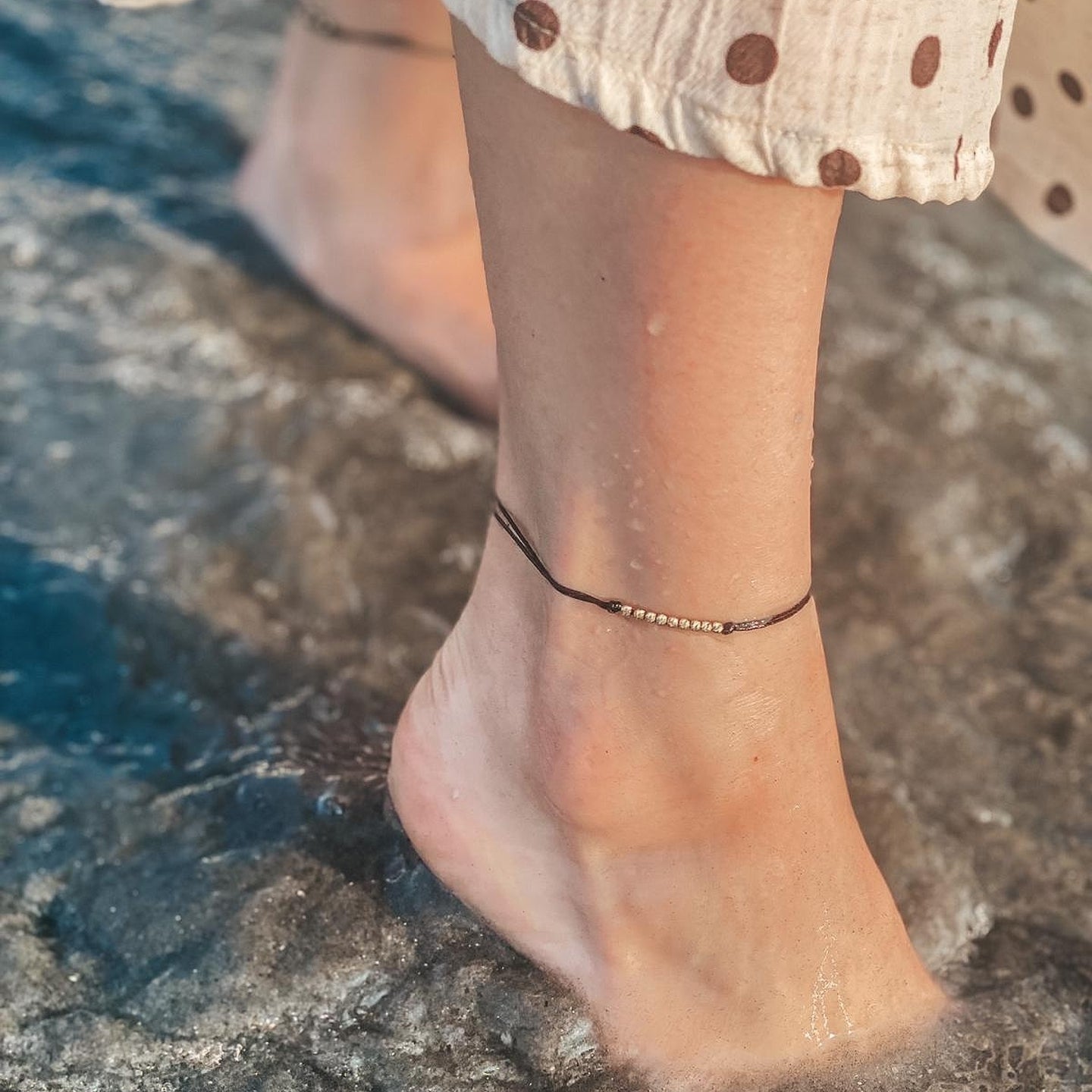 Bratara de picior, aur 14K, cu bilute, Nine o'clock - eMAG.ro