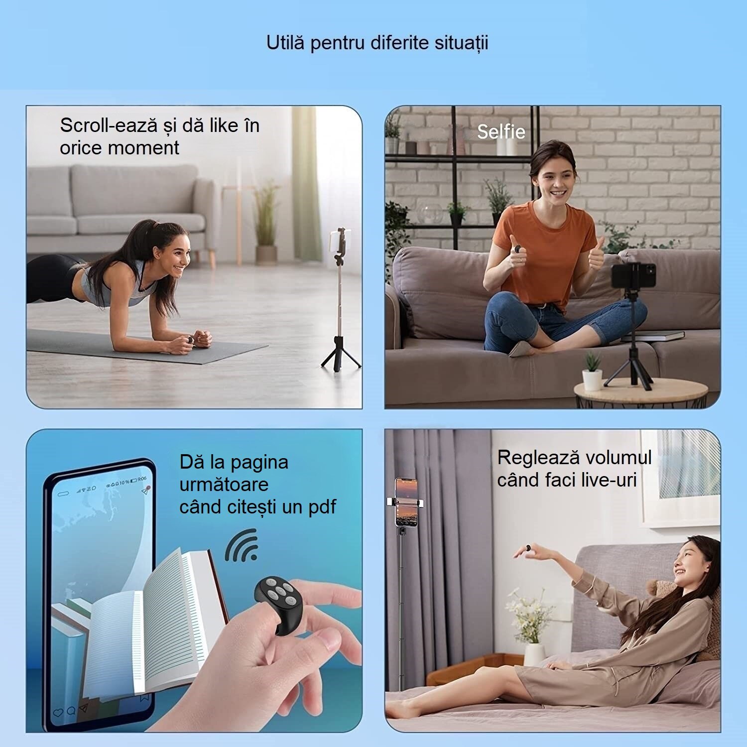 Telecomanda TikTok si alte aplicatii, conexiune bluetooth - eMAG.ro