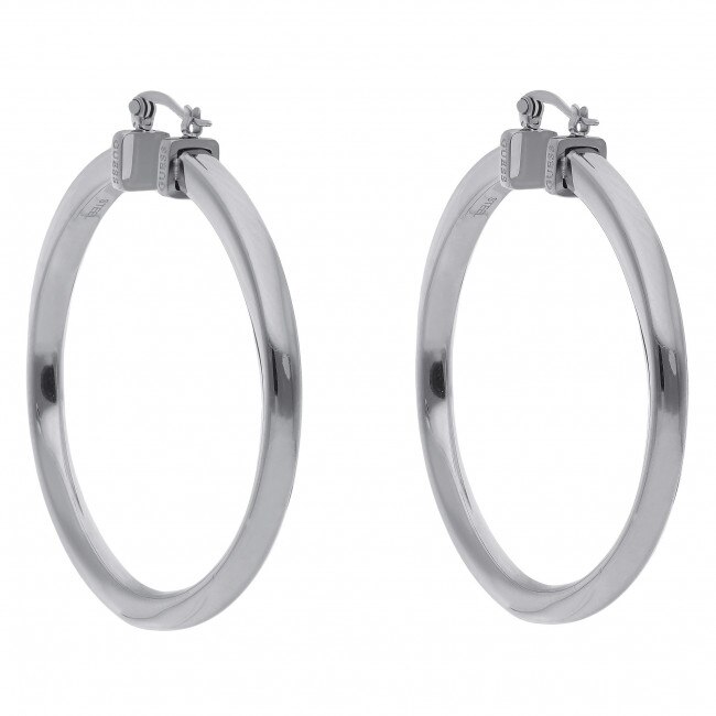 Cercei rotunzi din otel inoxidabil, Guess, Culoare Argintiu - eMAG.ro