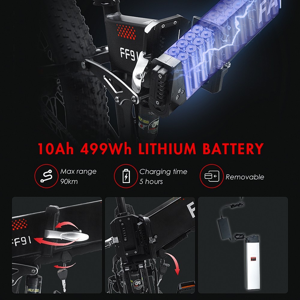 FAFREES FF91 elektromos kerékpár, összecsukható, 1000 W, 48 V, 10 Ah ...
