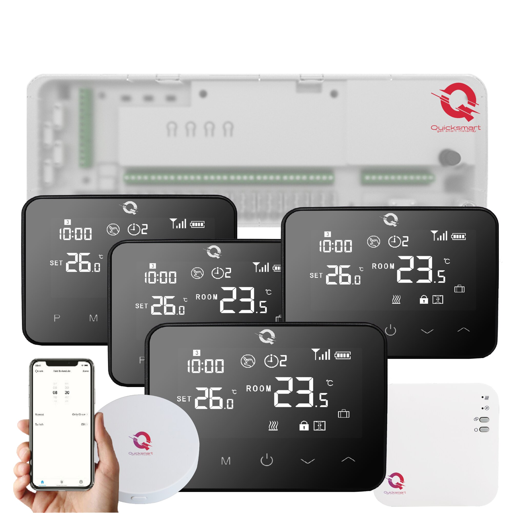 Kit Automatizare Incalzire Pardoseala Wireless Q20, Controller 8 zone ...