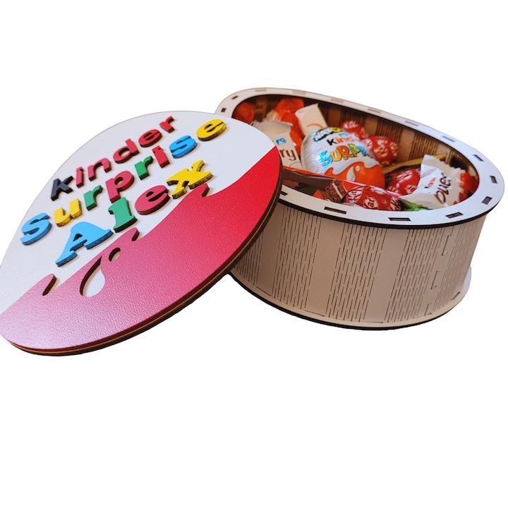 Cutie cadou Ou Kinder Surprise personalizata cu numele copilului ...