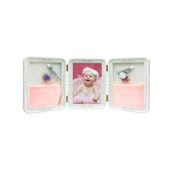 Kit rama foto amprente ROZ manuta si piciorus, tripla - eMAG.ro
