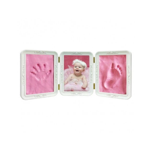 Kit rama foto amprente ROZ manuta si piciorus, tripla - eMAG.ro