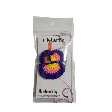 Martisor handmade tip brosa, cresetat manual, Panseluta, 5cm - eMAG.ro