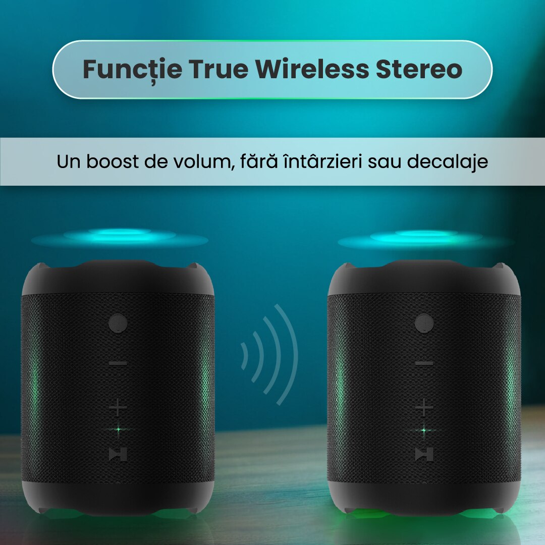 Boxa portabila Zimmo® Boombox 360°, Bluetooth 5.1, Wireless Radio FM ...