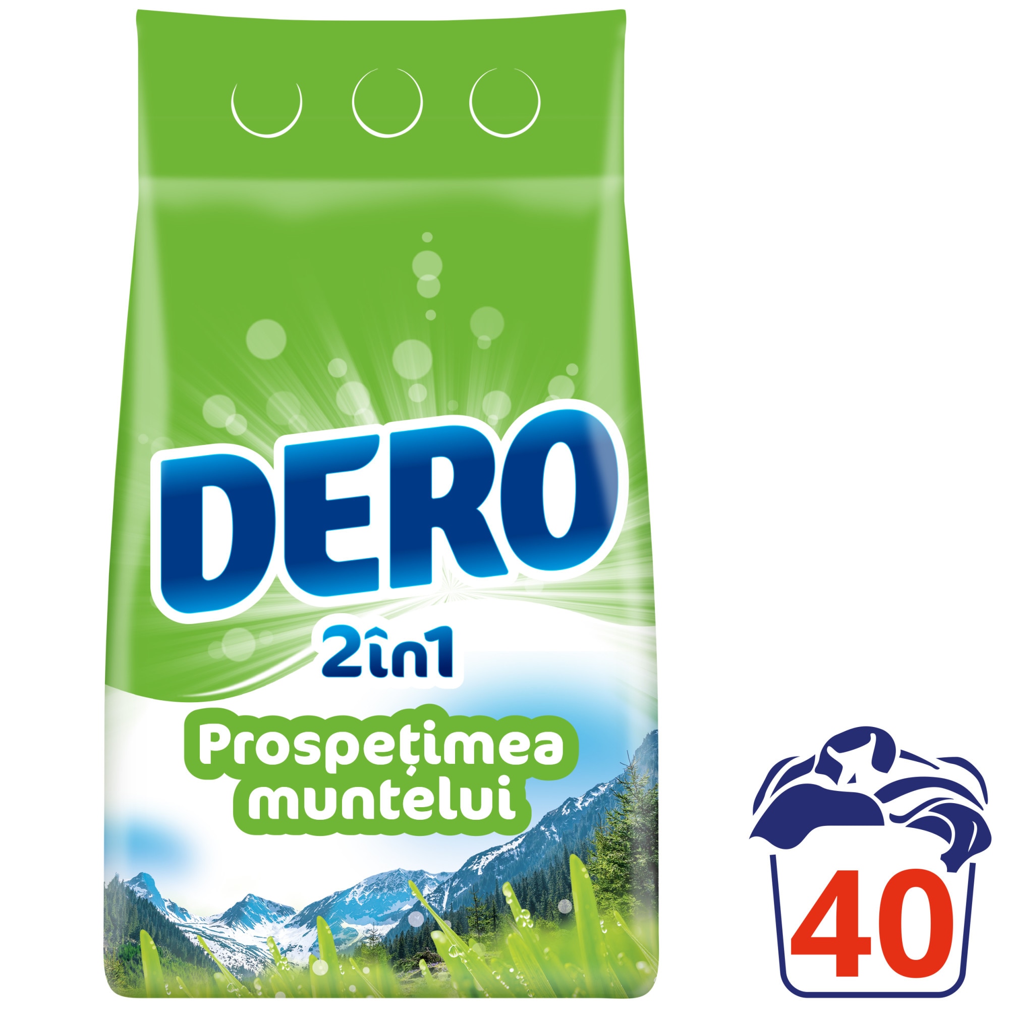 Прах за пране Dero 2в1 Mountain Freshness, 3 кг, 40 изпирания - eMAG.bg