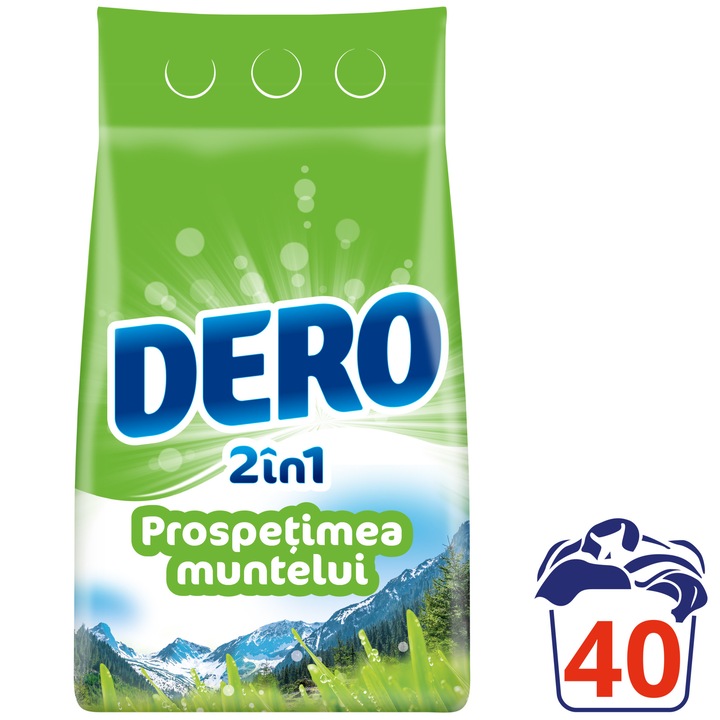 Прах за пране Dero 2в1 Mountain Freshness, 3 кг, 40 изпирания - eMAG.bg