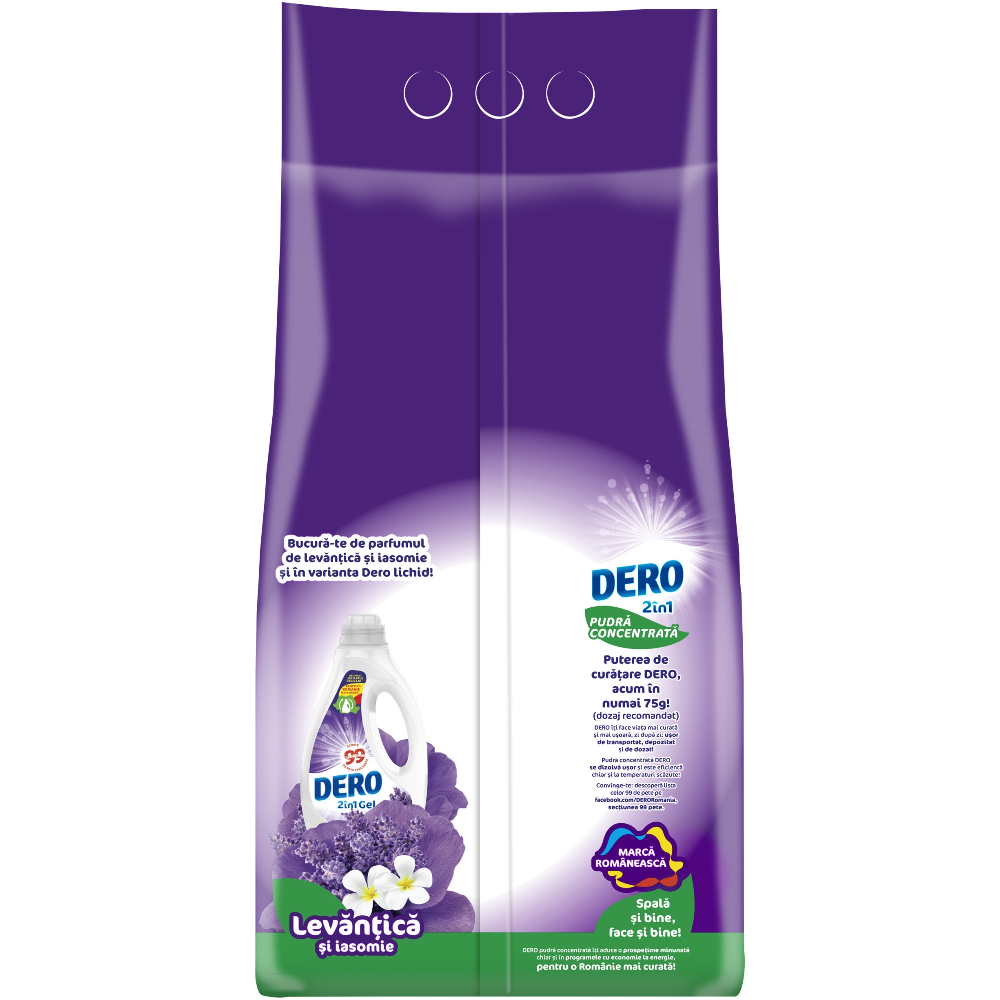 Detergent de rufe pudra Dero 2in1 Levantica si iasomie, 6 kg, 80 ...