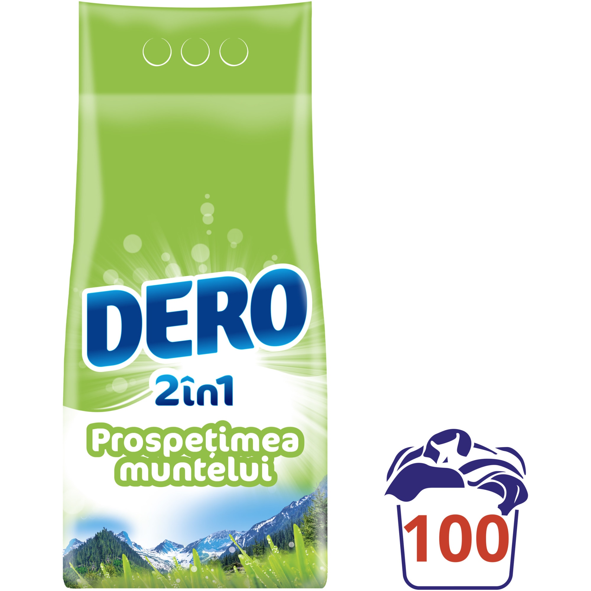 Detergent de rufe pudra Dero 2in1 Prospetimea Muntelui, 7.5 kg, 100 ...