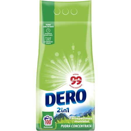 Detergent de rufe pudra Dero 2in1 Prospetimea Muntelui, 7.5 kg, 100 ...