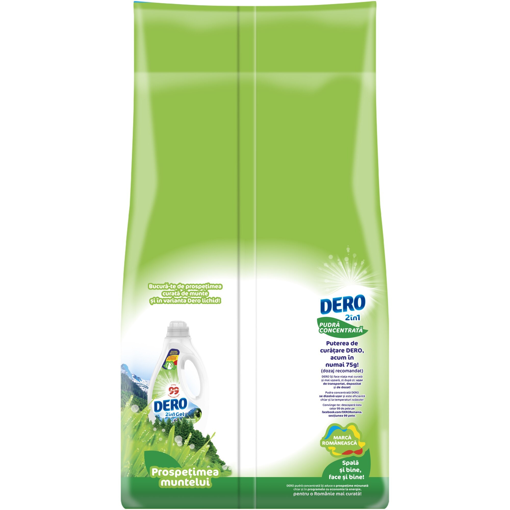 Detergent de rufe pudra Dero 2in1 Prospetimea Muntelui, 10.5 kg, 140 ...