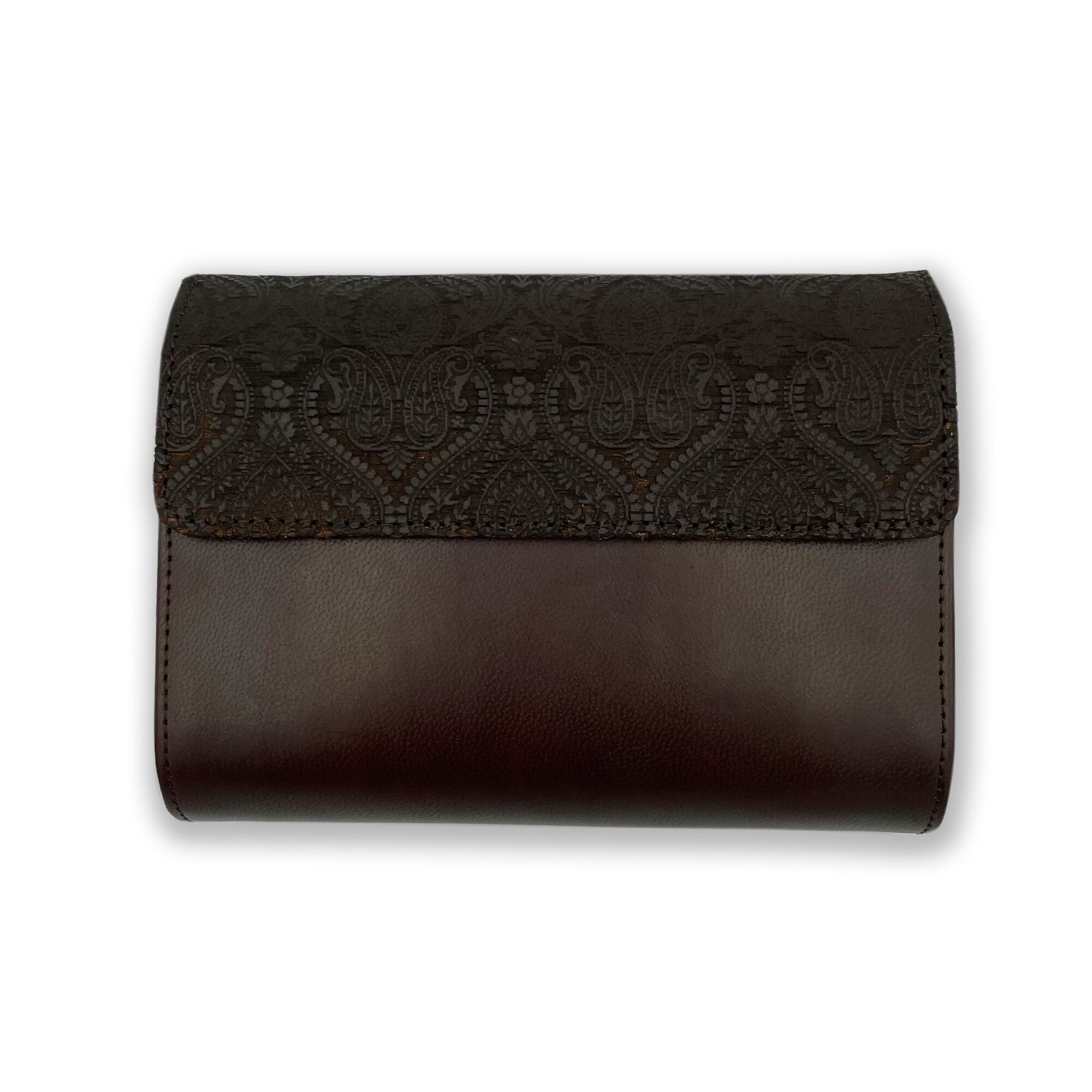 Geanta plic dama din piele naturala si lemn sculptat cu interior textil ...