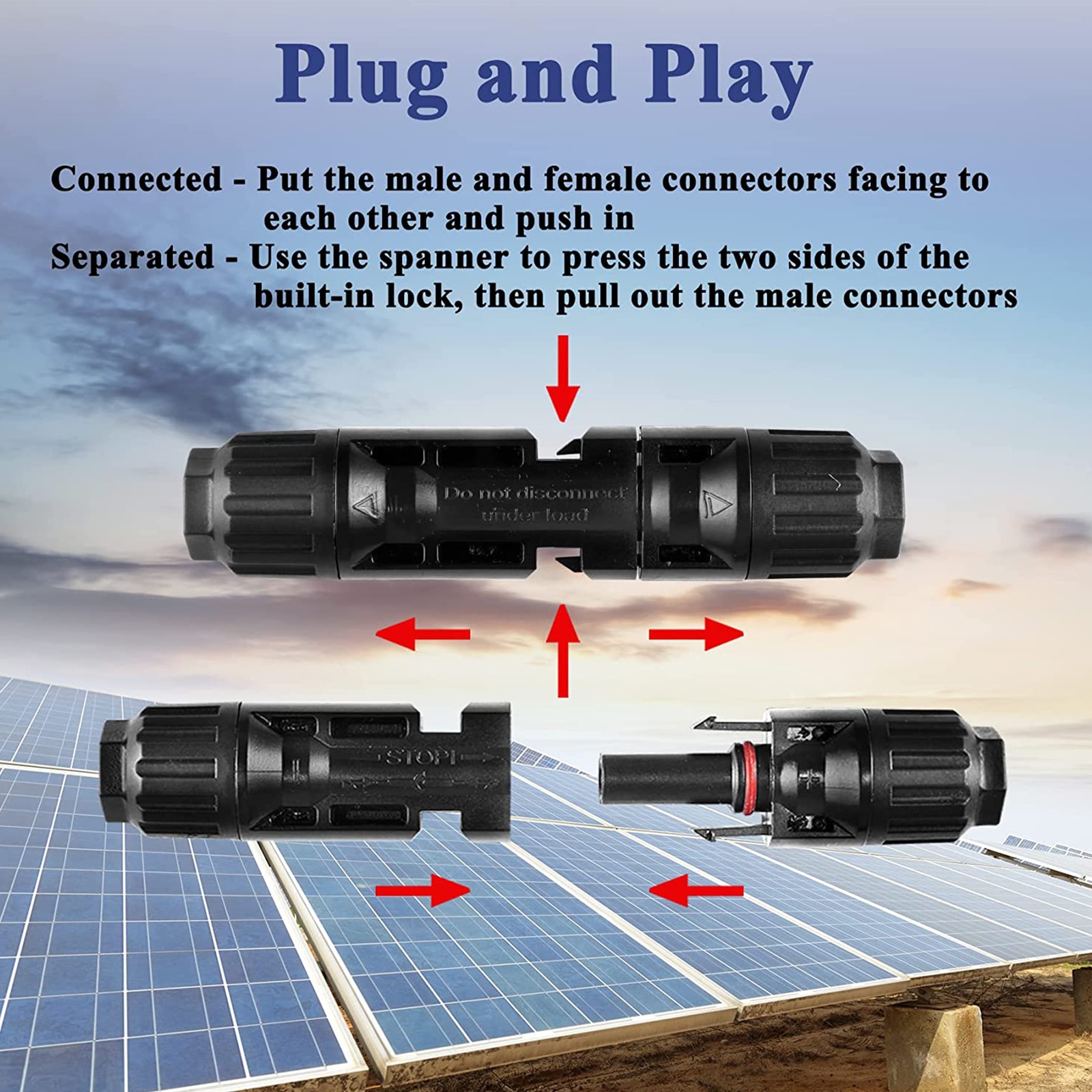 Set 10 conectori MC4 panou solar, Darklove, Mama/tata, Cu 1 pereche de chei, IP67 rezistent la ...