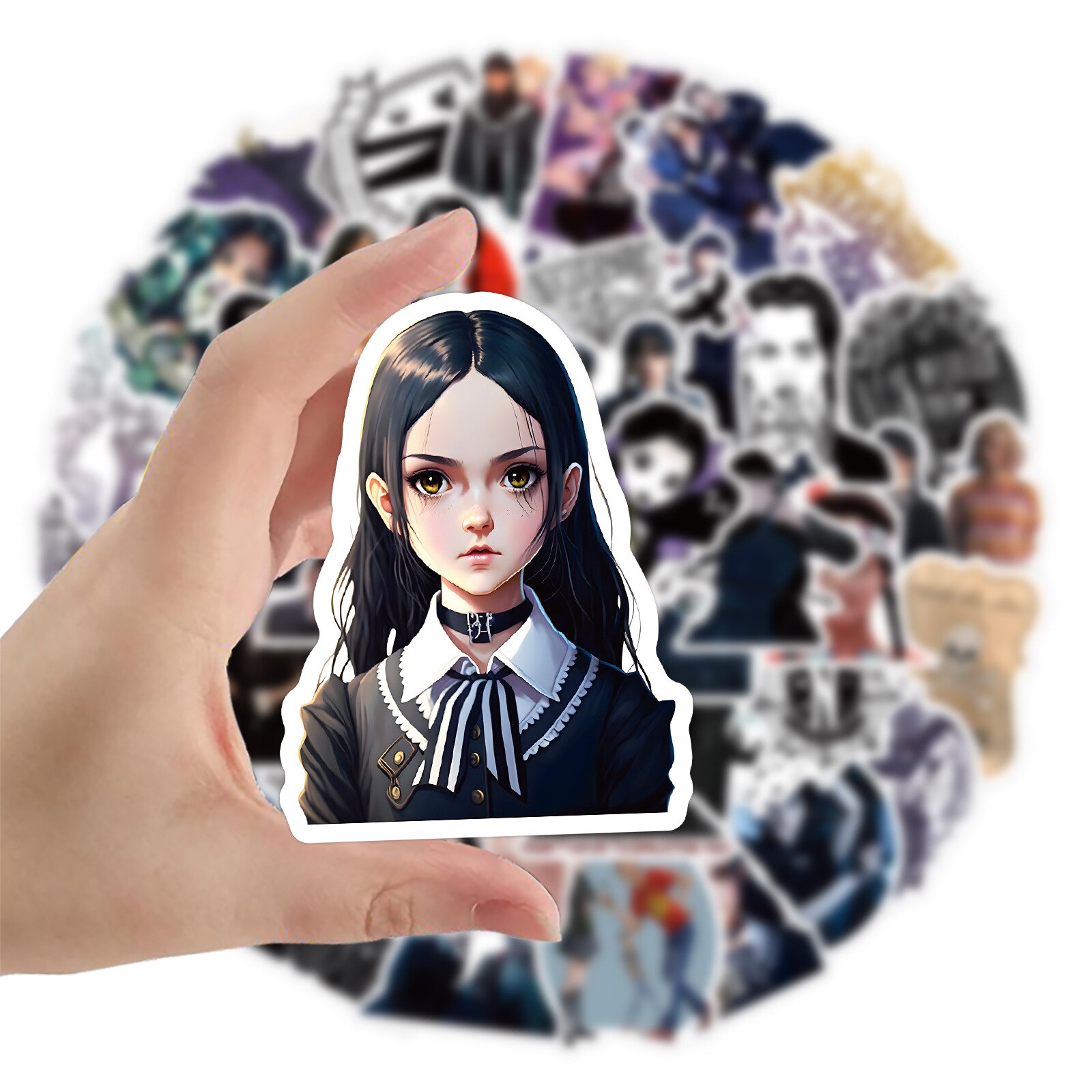 Set Stickere 50 bucati Waterproof Pvc, Wednesday Addams Family 5-8cm ...