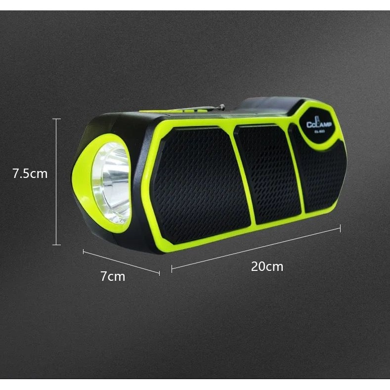 Boxa solara portabila cu lanterna, CL-823, CcLamp, culoare negru/verde ...