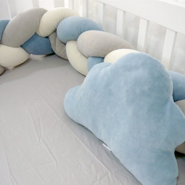 Set protectie laterala patut bebe Bumper Bella, impletita, 3 benzi, 230 ...