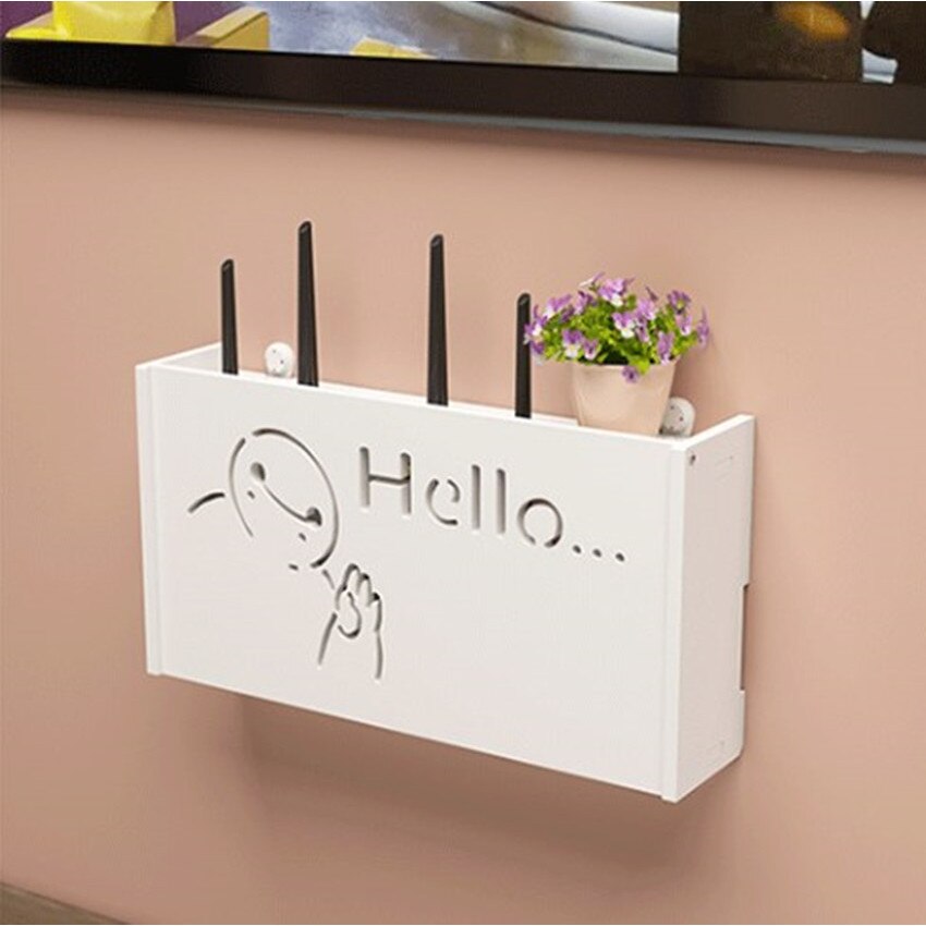 Raft Suport Router Wireless, Bomstom, Lemn/Plastic, 400x200x95 mm, Alb ...