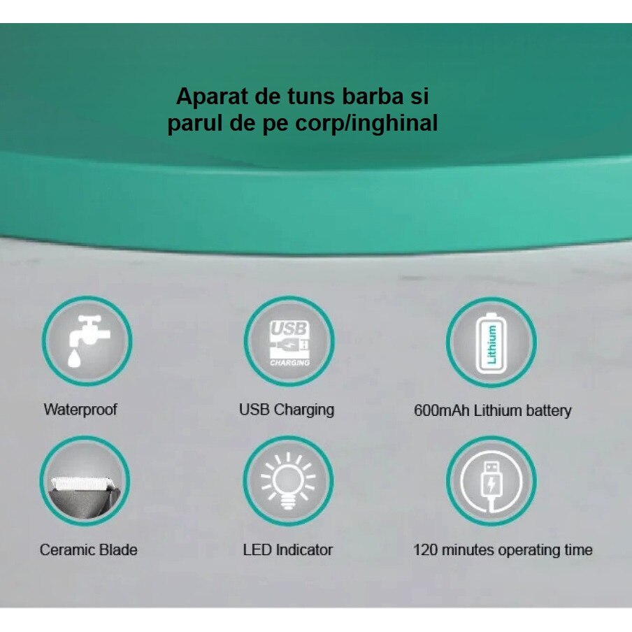 Set aparat de tuns barba, corp si inghinal VGR, afisaj LED, rezistent ...