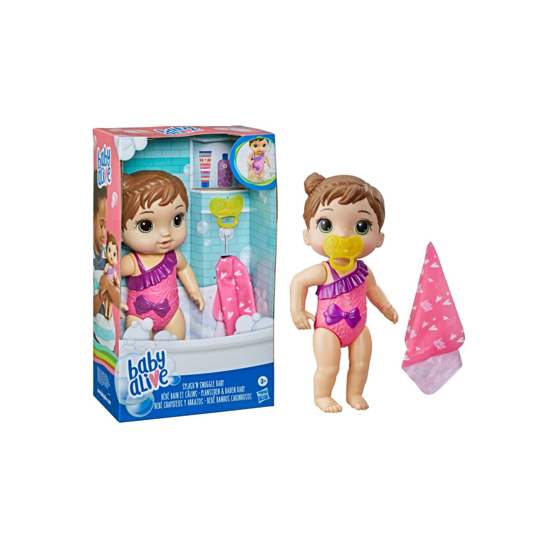 Papusa Baby Alive Splash N Snuggle Baby brown Hair e8722 - eMAG.ro