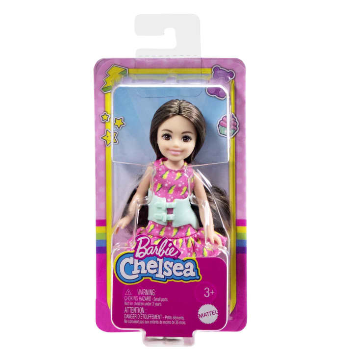 Papusa Barbie Chelsea, cu par saten si orteza pentru scolioza, 14 cm ...