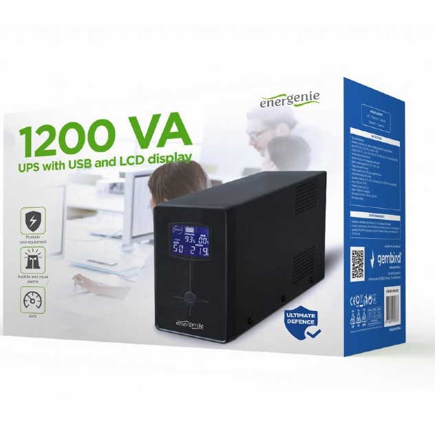 UPS GEMBIRD EG-UPS-033, Mini tower, 1200VA/720W, AVR, 3 prize IEC, 2 ...