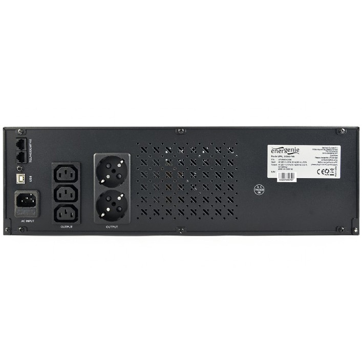 UPS GEMBIRD UPS-RACK-1200, 1200VA/720W, AVR, 2 IEC контакта, 2 Schuko ...