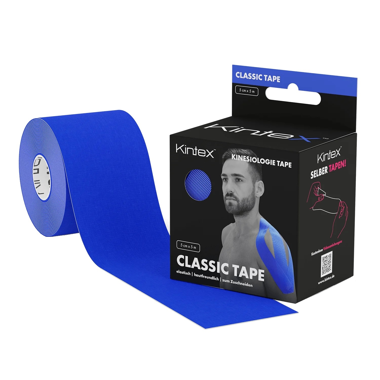 Banda kinesiologica Kintex 5cm x 5m, culoare albastru indigo - eMAG.ro