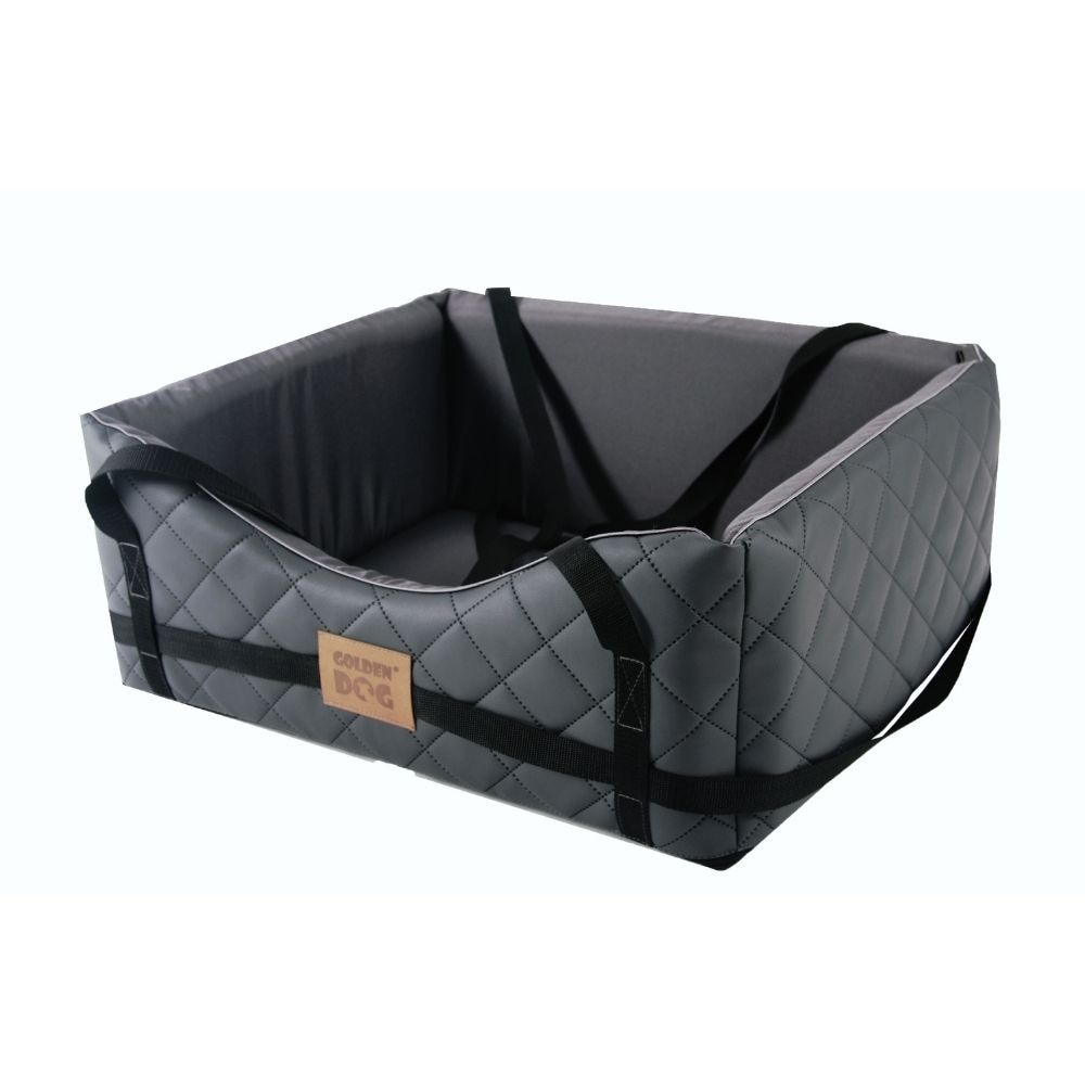 Scaun auto pentru caini, Goldengroup, Piele Eco, L, Gri - eMAG.ro