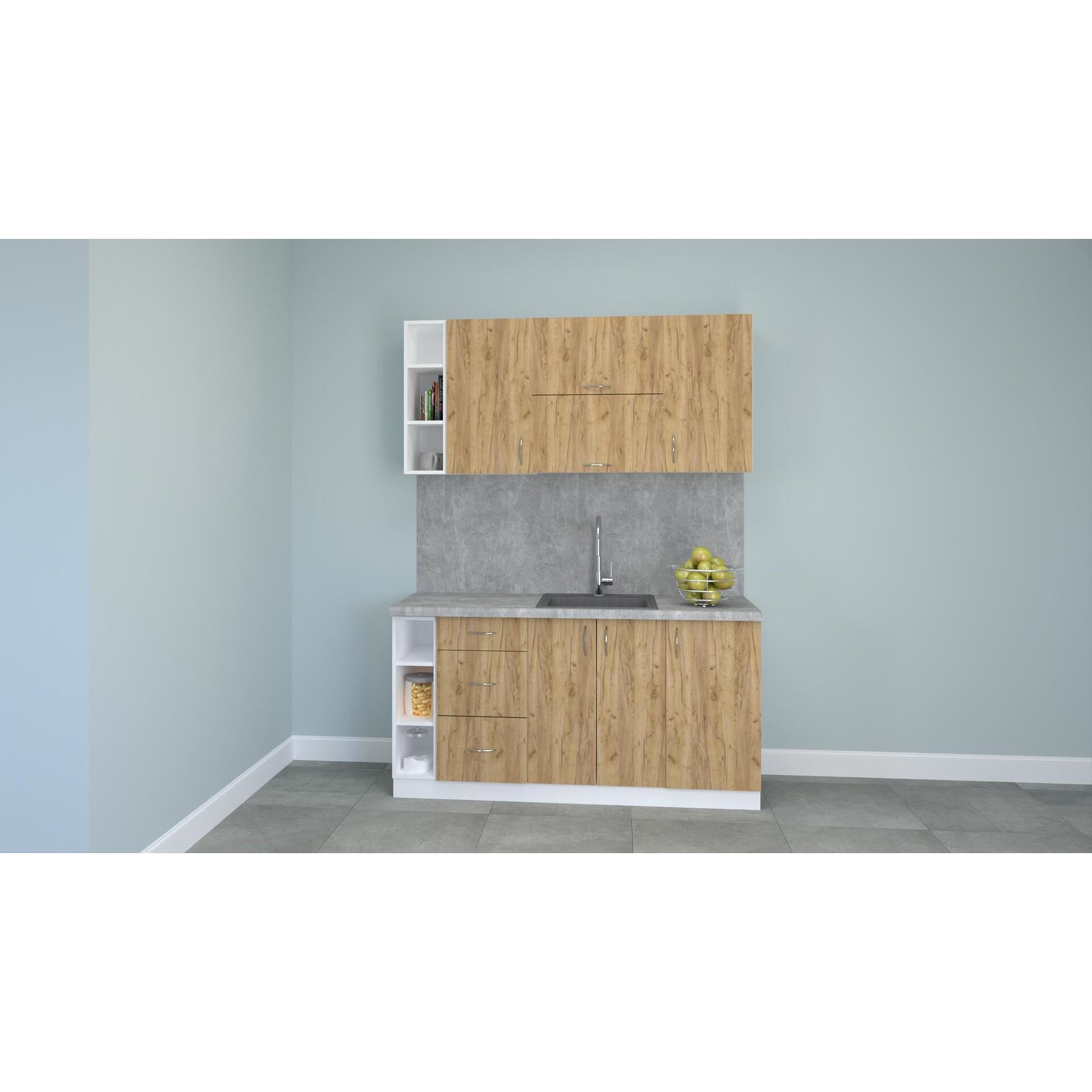 Corp inferior de bucatarie Sani Modest H-60x48x82 cm Alb si Stejar ...