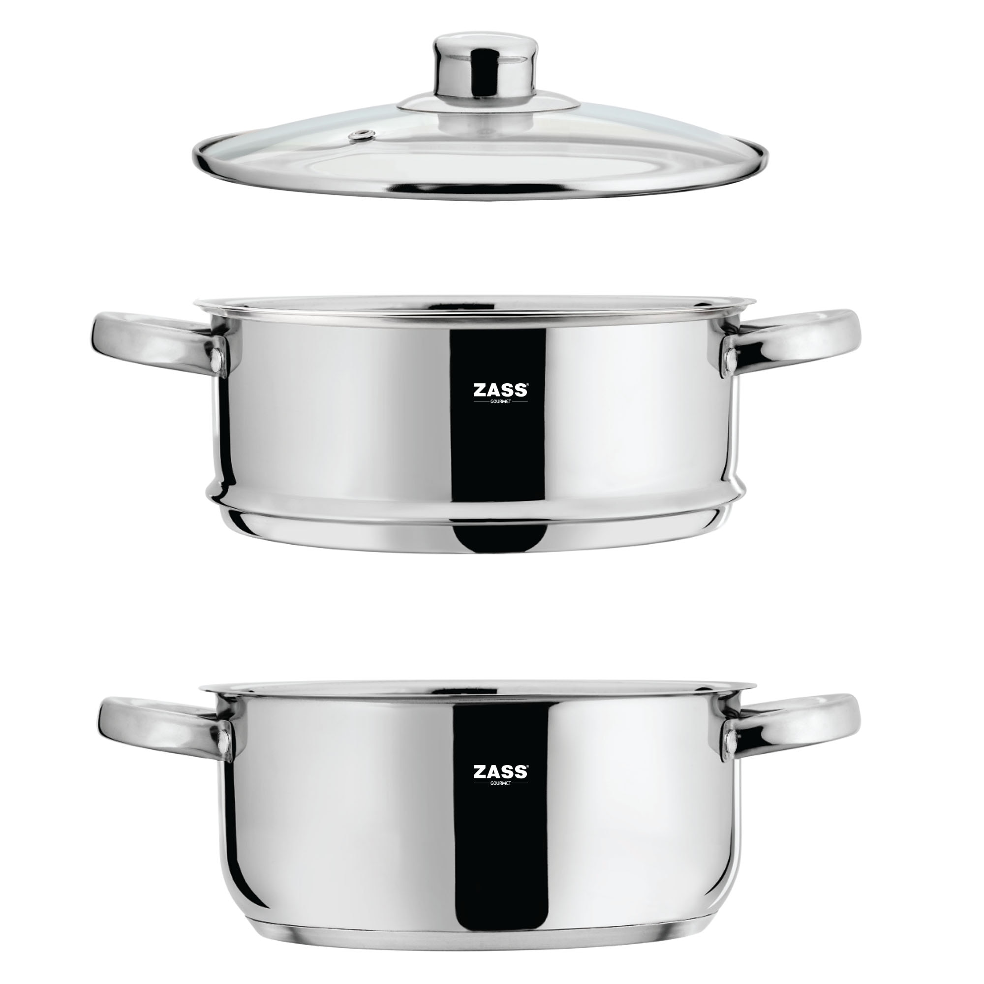 Set de gatit sub aburi din inox Zass Gourmet Aachen ZG-SSS 01, 3 piese ...